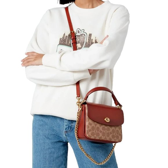 Coach | Bags | Coach Cassie 9 Signaturetan Rust Crossbody Canvas Bag ...
